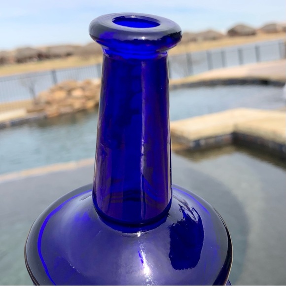 Vintage | Accents | Cobalt Blue Glass Decanter Bottle Frosted 3d Relief ...